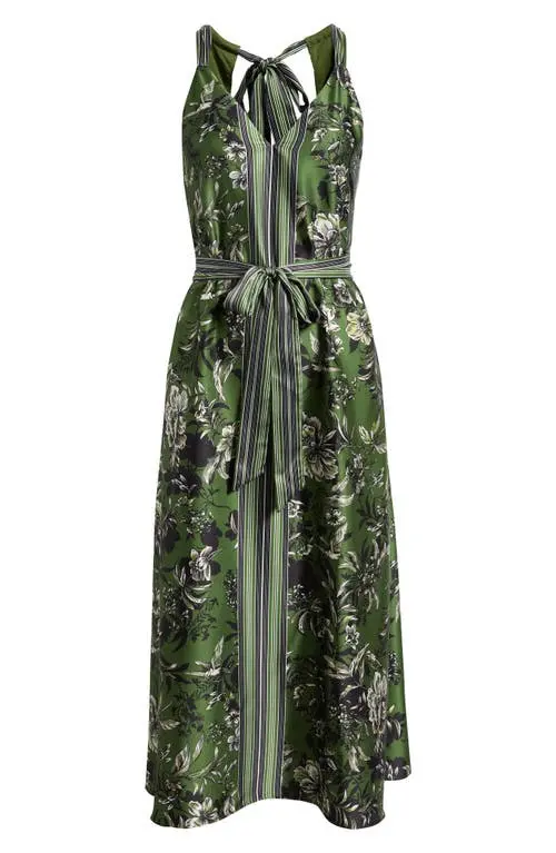 Eliza J Floral Satin Halter Neck Midi Dress