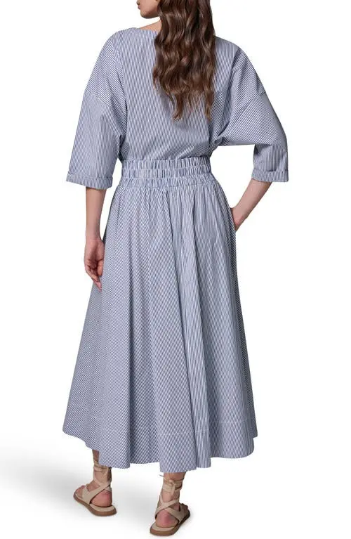 Donna Karan New York Stripe Stretch Cotton Maxi Skirt