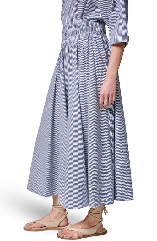 Donna Karan New York Stripe Stretch Cotton Maxi Skirt