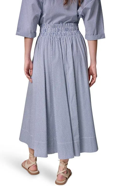 Donna Karan New York Stripe Stretch Cotton Maxi Skirt
