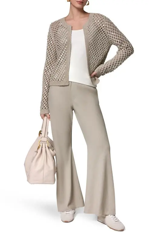 Donna Karan New York Open Knit Cardigan With Pearl And Sequin Embellishments