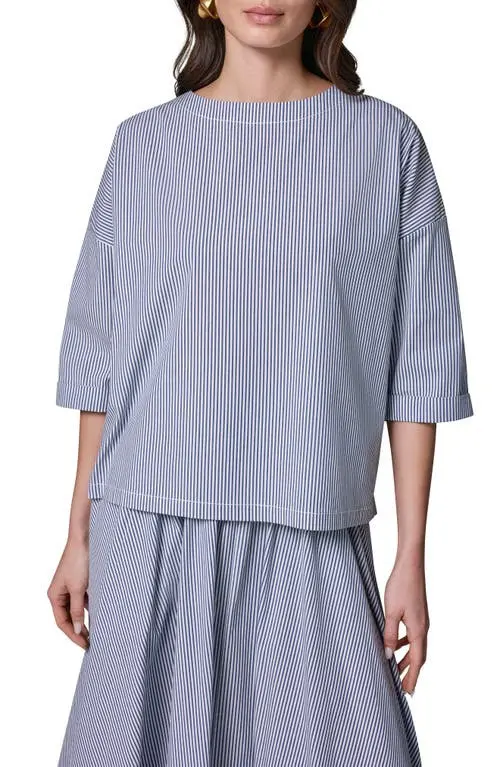 Donna Karan New York Stripe Stretch Cotton Top - Night Fall