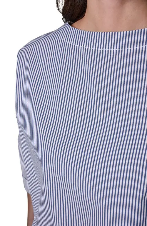 Donna Karan New York Striped Cotton Stretch Boatneck Top