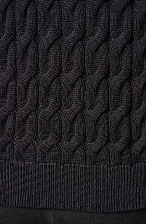 Donna Karan New York Extended Shoulder Cable Knit Cardigan - Black