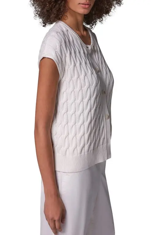 Donna Karan New York Extended Shoulder Cable Knit Cardigan - Cream