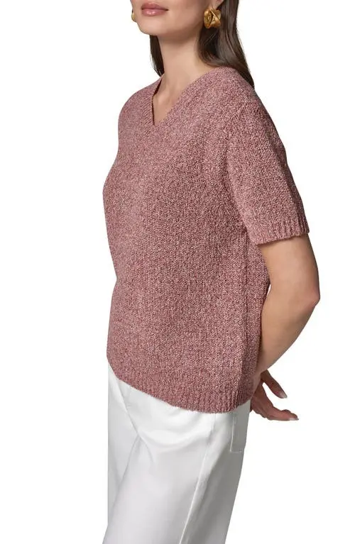 Donna Karan New York Cotton Blend V-neck Sweater - Sunbaked Multi