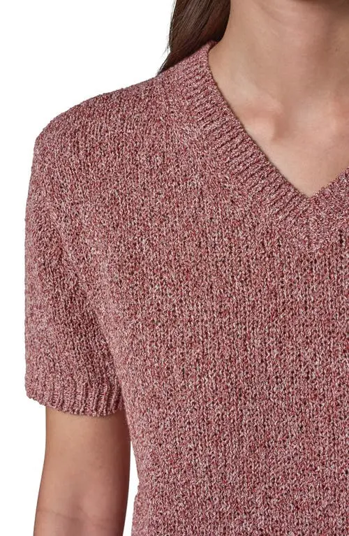Donna Karan New York Cotton Blend V-neck Sweater - Sunbaked Multi
