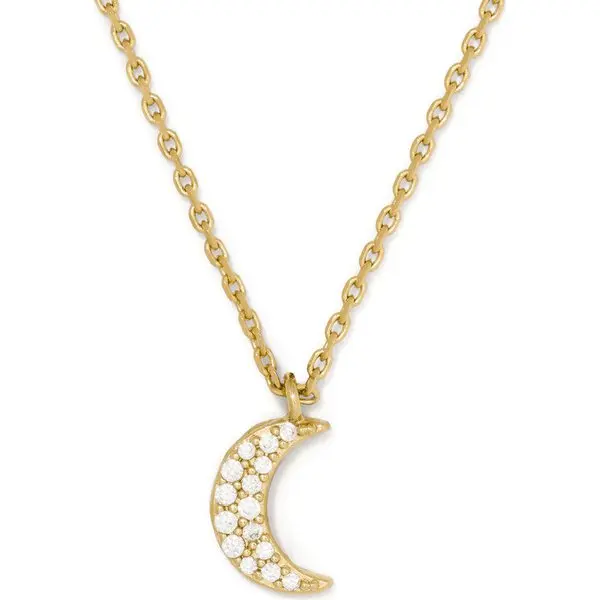 Kate Spade New York Pavé Moon Pendant Necklace - Clear/gold