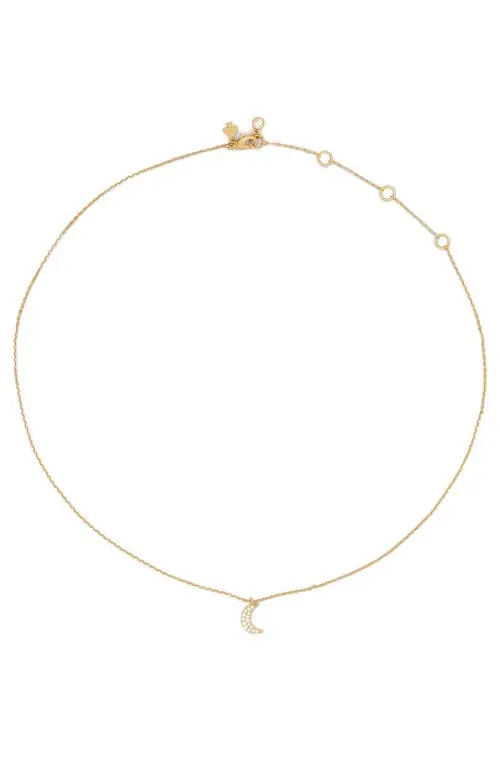 Kate Spade New York Pavé Moon Pendant Necklace - Clear/gold