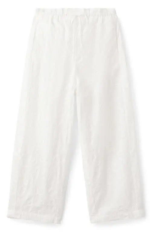Mango Floral Jacquard Cotton Drawstring Ankle Pants