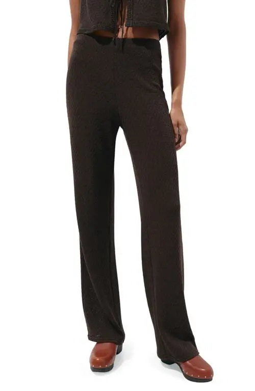 Mango Nati Textured Straight Leg Pants - Brown