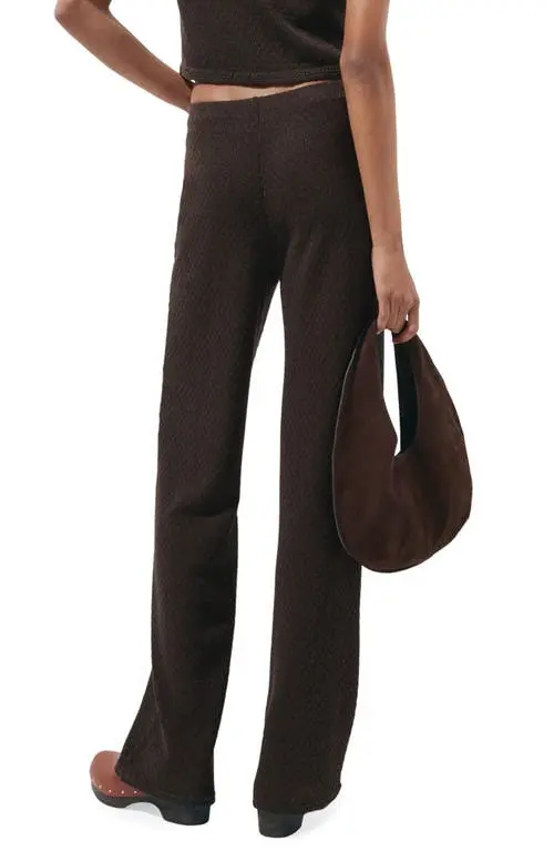 Mango Nati Textured Straight Leg Pants - Brown
