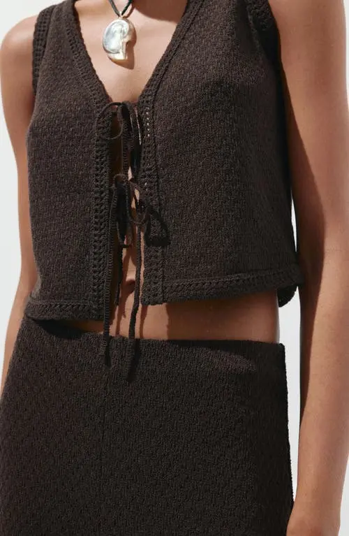 Mango Nati Textured Straight Leg Pants - Brown