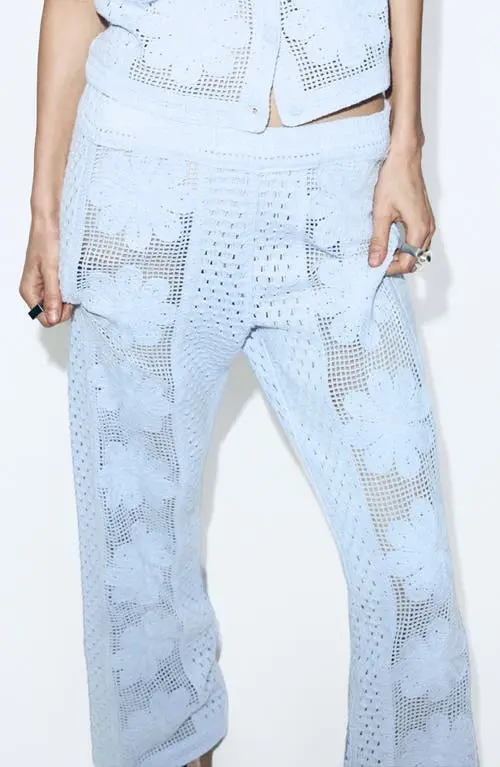 Mango Openwork Embroidery Straight Leg Pants