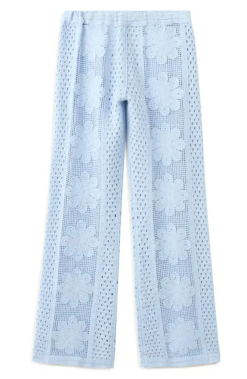 Mango Openwork Embroidery Straight Leg Pants