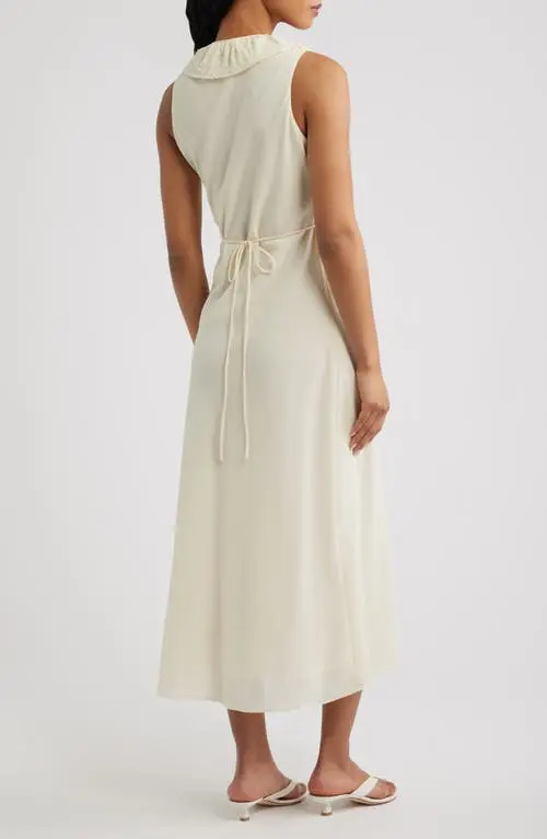 Mango Ruffled Lace Trim V-neck Midi Dress