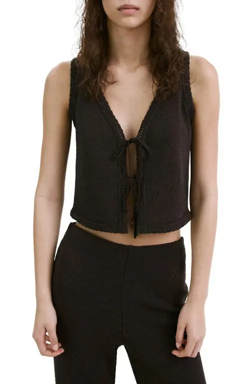 Mango Nati Sleeveless Knit Top - Dark Brown