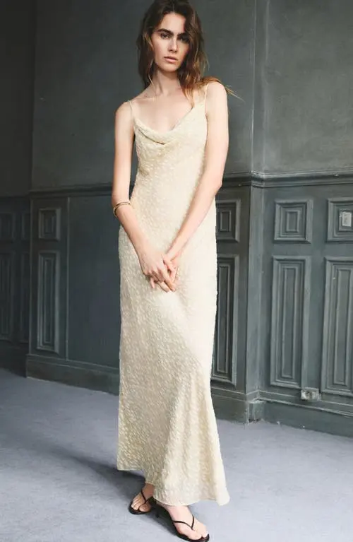 Mango Clip Dot Cowl Neck Maxi Dress