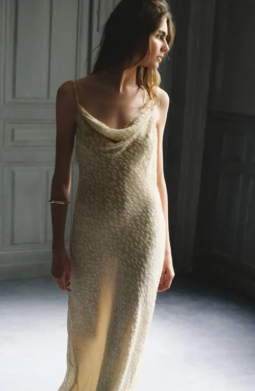 Mango Clip Dot Cowl Neck Maxi Dress