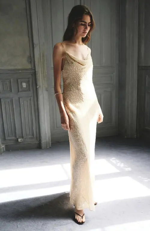 Mango Clip Dot Cowl Neck Maxi Dress
