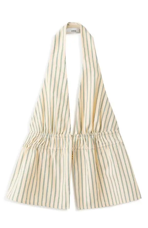 Mango Striped Halter Neck Top With Plunge Neckline