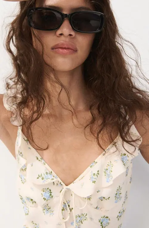 Mango Floral Ruffle Strap Dress