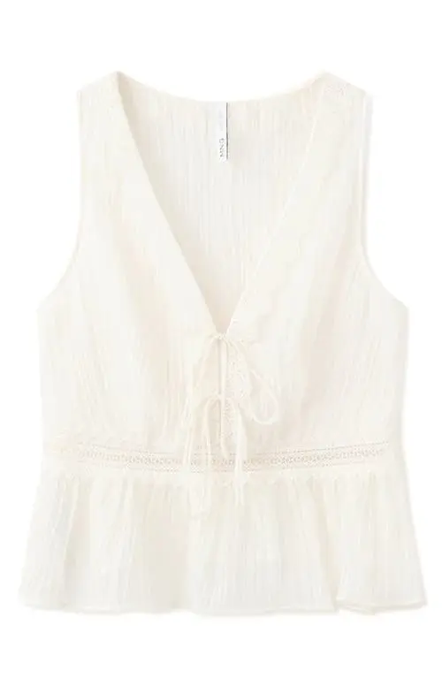 Mango Elena Lace Peplum Top - Ecru