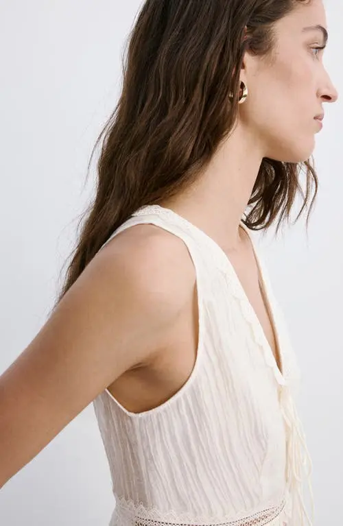 Mango Elena Lace Peplum Top - Ecru