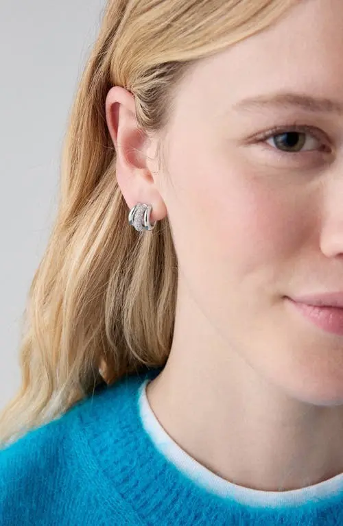 Kate Spade New York Pavé Cubic Zirconia Huggie Hoop Earrings - Clear/silver