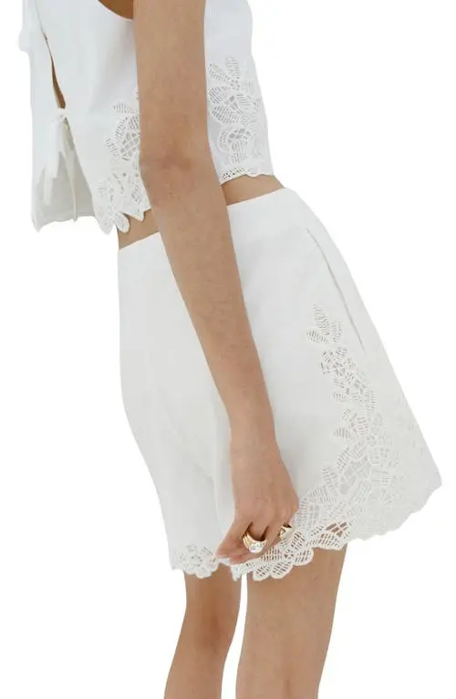 Mango Embroidered Lace Shorts
