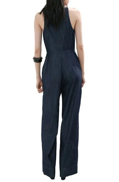 Mango Chambray Wide Leg Jumpsuit