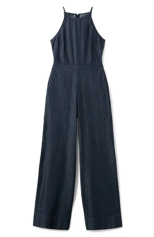 Mango Chambray Wide Leg Jumpsuit