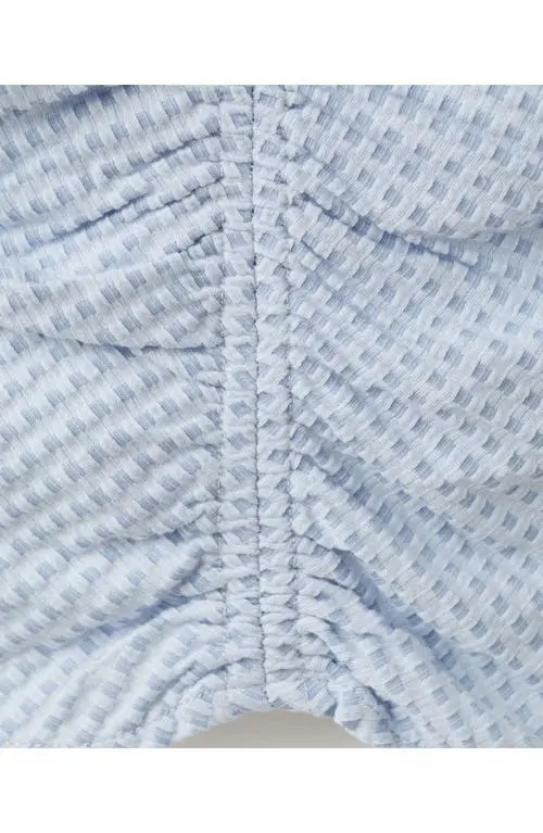 Mango Micro Check Ruched Cotton Blend Top