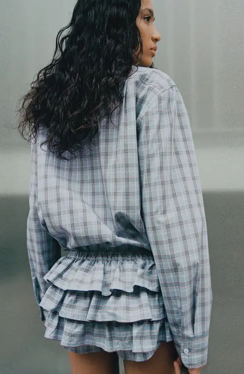 Mango Ruffled Check Shorts