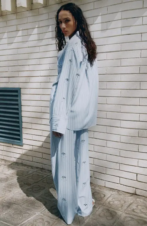 Mango Crystal Embellished Stripe Drawstring Pants