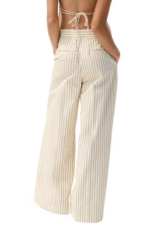 Mango Stripe Pleate Straight Leg Pants