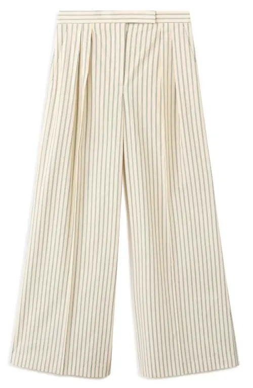 Mango Stripe Pleate Straight Leg Pants