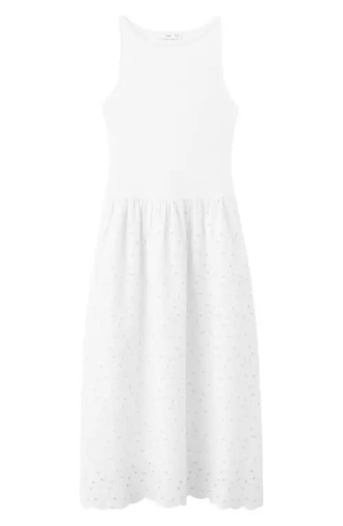Mango Openwork Embroidered Cotton Midi Dress
