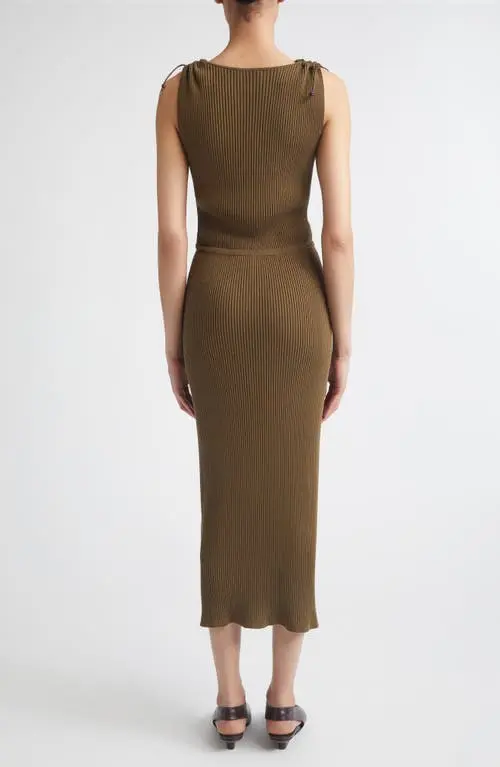 Max Mara Drawstring Cotton Blend Rib Sweater Dress