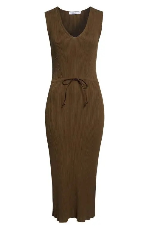 Max Mara Drawstring Cotton Blend Rib Sweater Dress