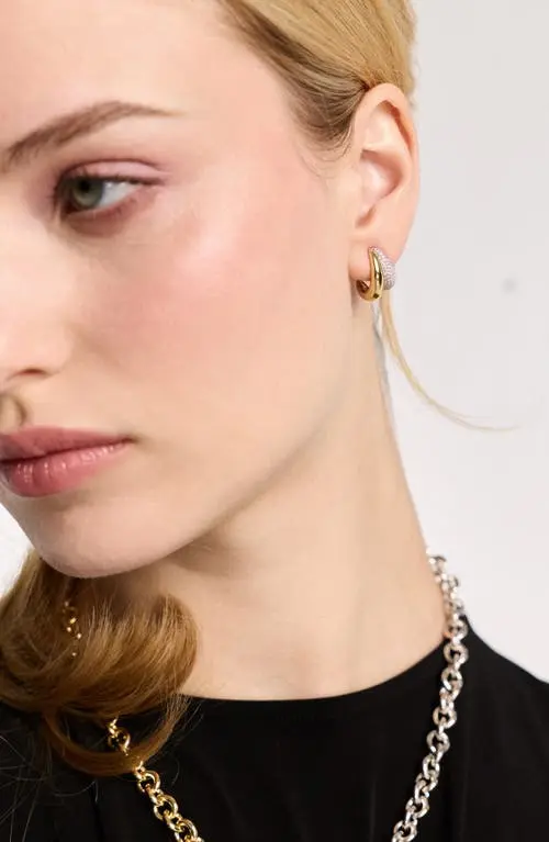 Nadri Gemini Two-tone Pavé Hoop Earrings