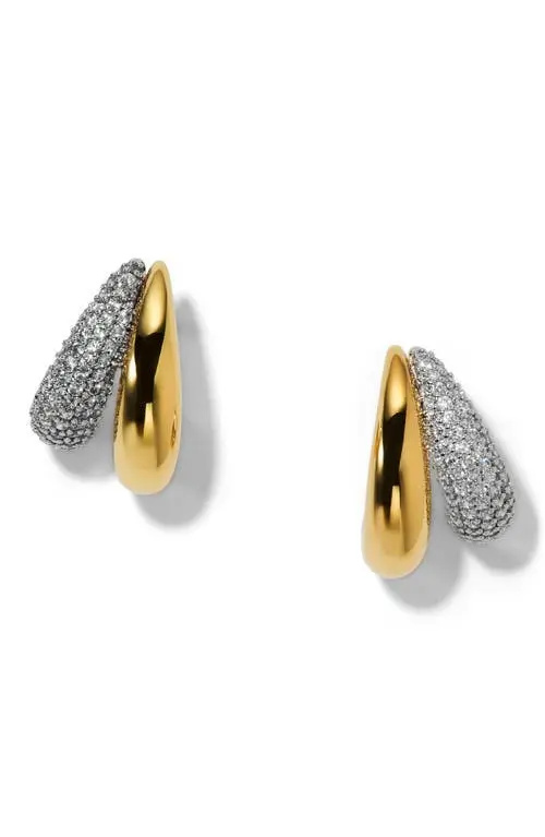 Nadri Gemini Two-tone Pavé Hoop Earrings - Gold