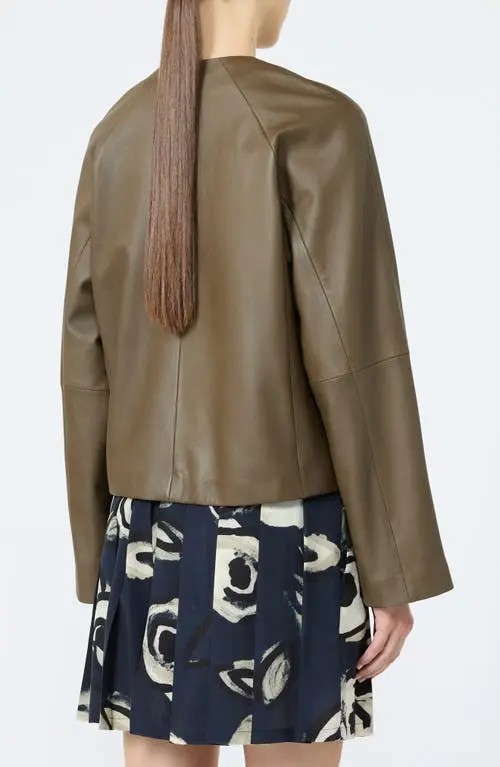 Max Mara Bouquet Leather Jacket - Kaki
