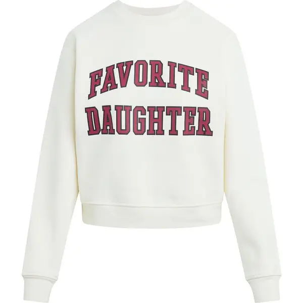 FAVORITE DAUGHTER Collegiate Cotton Blend Sweatshirt - Gardenia/raspberry