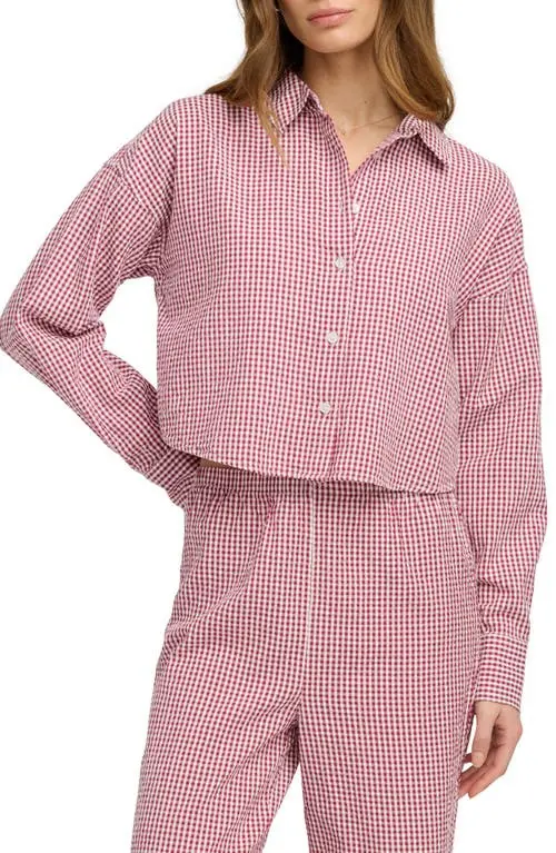 FAVORITE DAUGHTER Crop Cotton Gingham Button-up Shirt