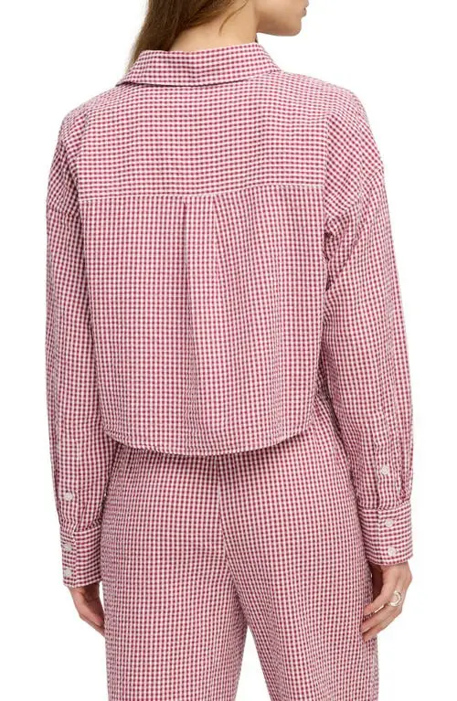 FAVORITE DAUGHTER Crop Cotton Gingham Button-up Shirt