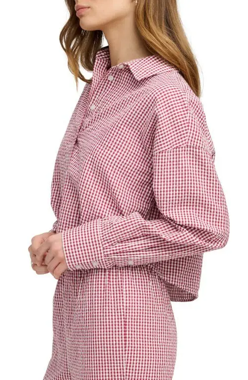 FAVORITE DAUGHTER Crop Cotton Gingham Button-up Shirt