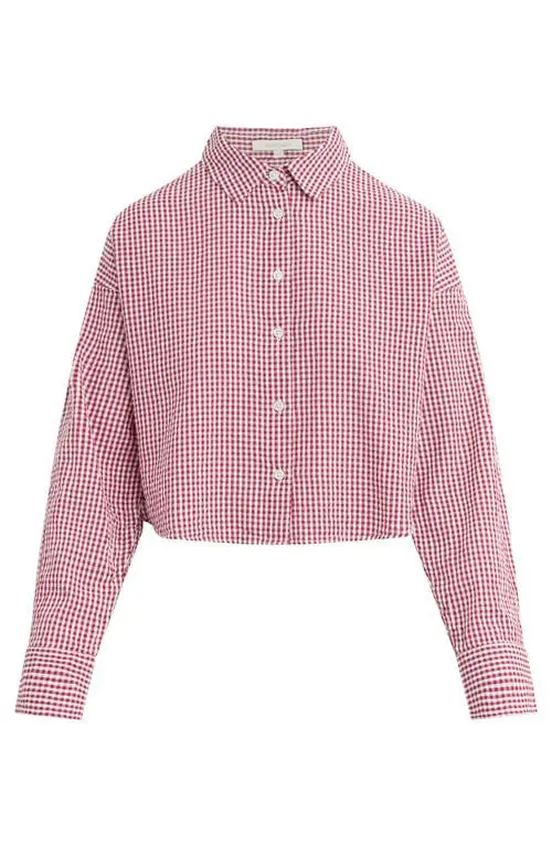 FAVORITE DAUGHTER Crop Cotton Gingham Button-up Shirt