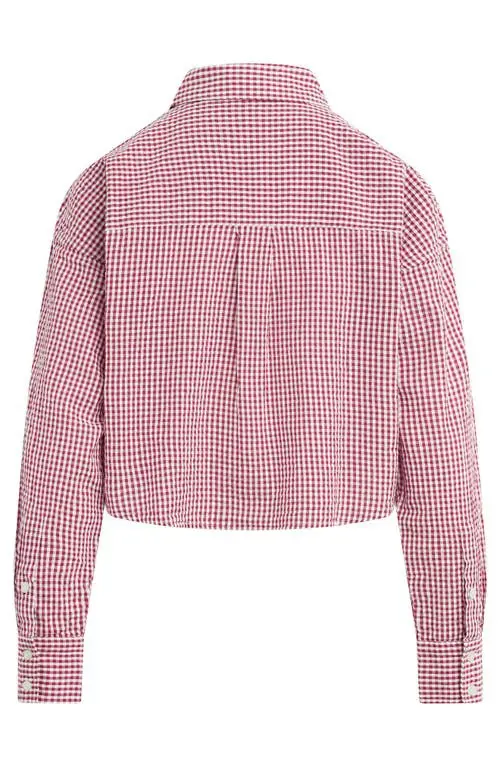 FAVORITE DAUGHTER Crop Cotton Gingham Button-up Shirt