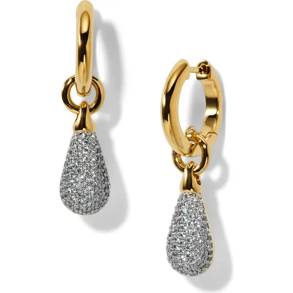 Nadri Gemini Pavé Huggie Hoop Drop Earrings - Gold